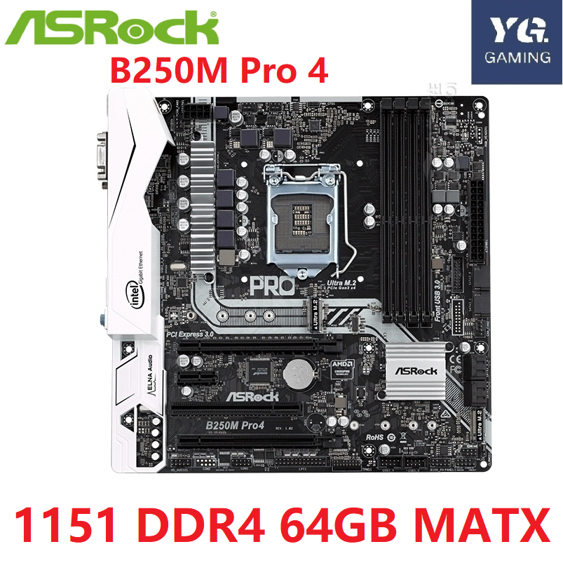 ASROCK B250M Pro 4 Desktop Motherboard B25 Socket LGA 1151 DDR4 64GB ...