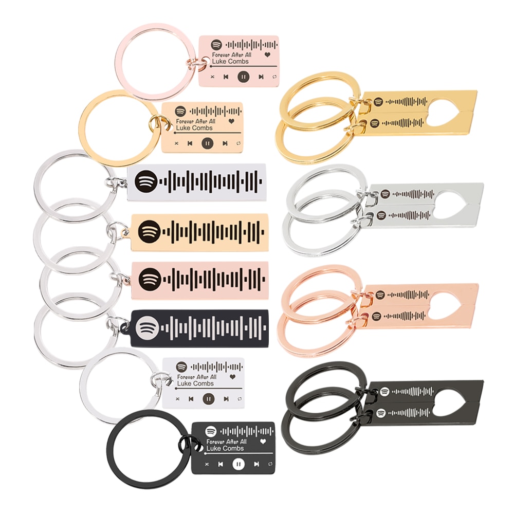 Custom Spotify Scan Code Keychain Women Men Personalized Laser Engraved ...