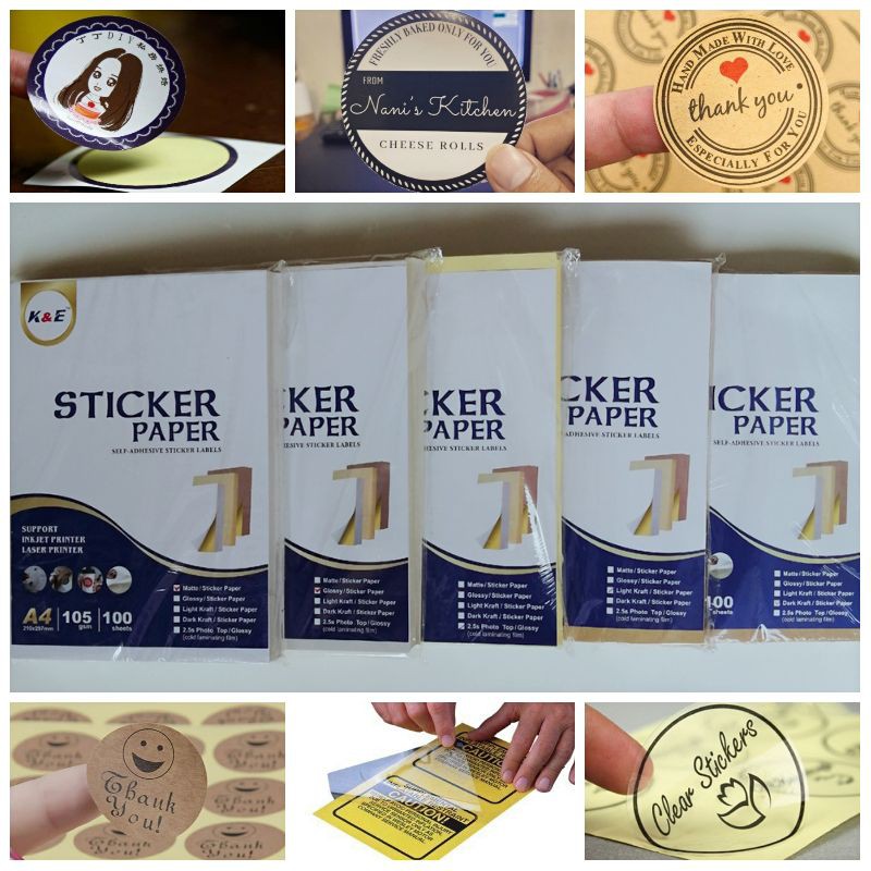 (100pcs)Printable Adhesive Sticker Paper A4/105gsm Label Matte/glossy ...