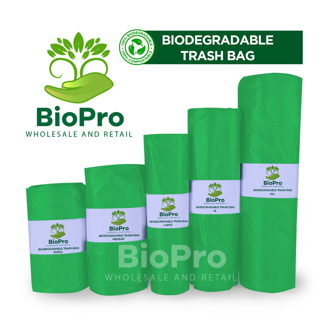 Biodegradable Trash Bag Garbage Bag Color Green S,M,L,XL,XXL | Shopee ...