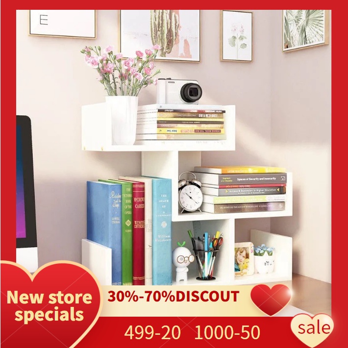 Small Desk Bookshelf Bookcase Office Storage Rack Simple Desktop Shelf ...