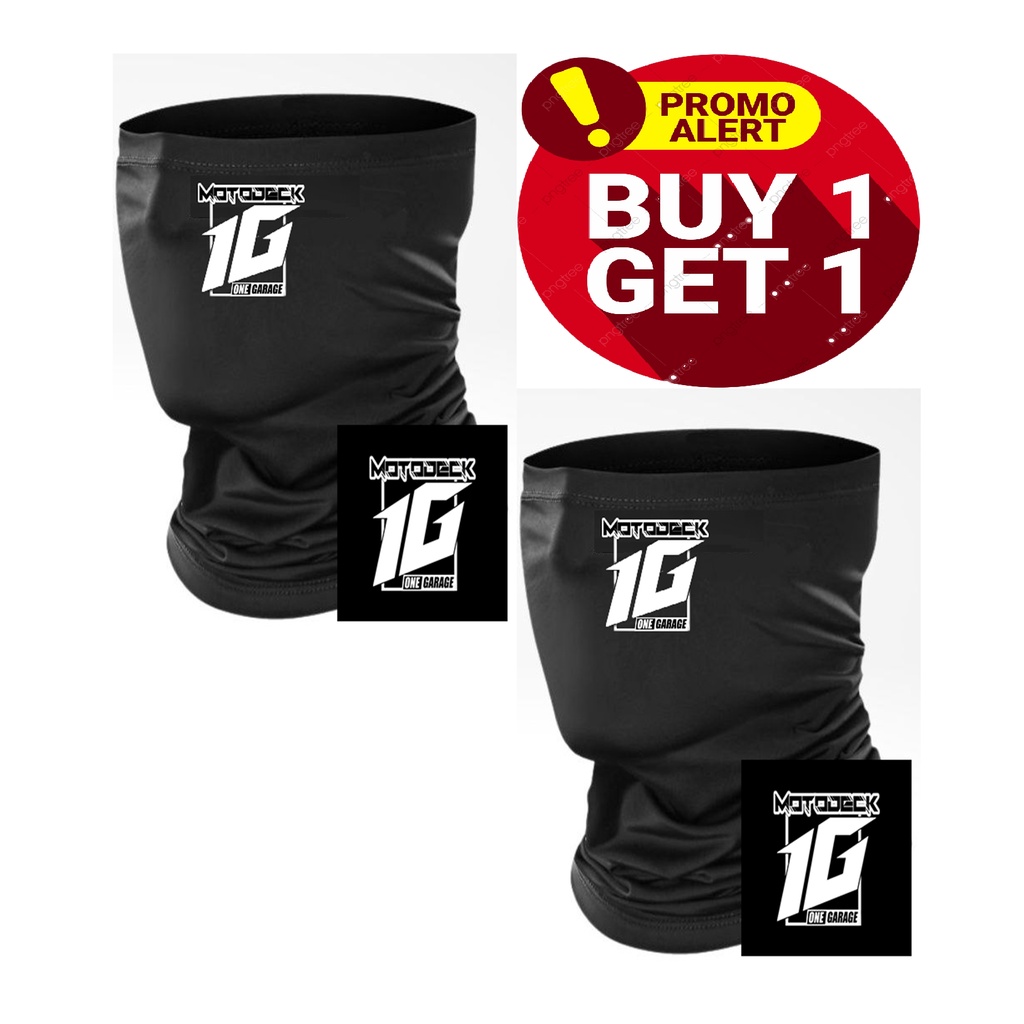 Motodeck One Garage 1G silk print tubemask half face cover plain black ...