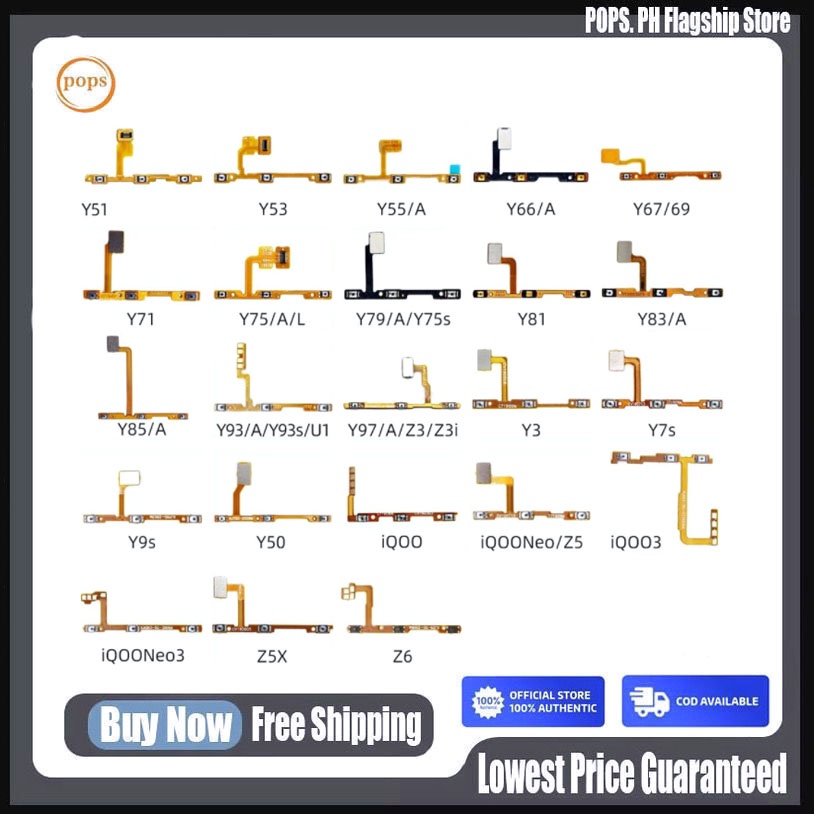 Vivo Power Volume Button Flex Cable V5 V7 V9 V11V15 Y11 Y51Y69 Y71Y91 ...