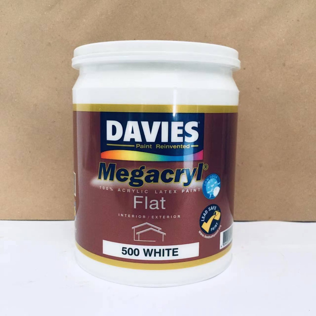 DAVIES MCS-500 Megacryl Flat Latex Paint White 1L | Shopee Philippines