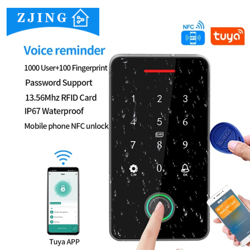 13.56Mhz Rfid Card Keypad Waterproof Tuya APP Door Lock Door Access Control System Bluetooth ...