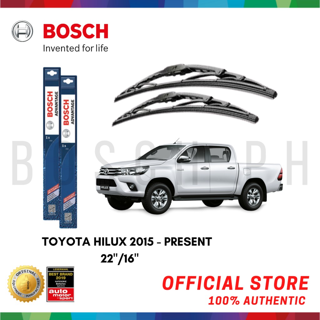 Bosch ADVANTAGE Wiper Blade set for Toyota HILUX 2015 - PRESENT (22 / 16 ) | Shopee Philippines