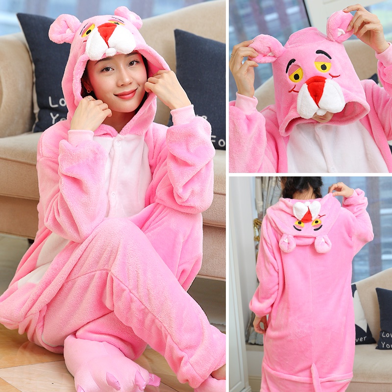 Unisex Kigurumi Unicorn Stitch Panda Pikachu Totoro Tiger Cartoon Flannel Pajamas Women Men ...