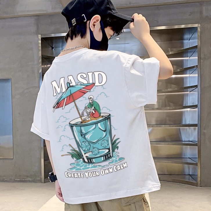 MASID Kids Shirts Loose Korean Cut Tops Boys Girls Universal Short ...