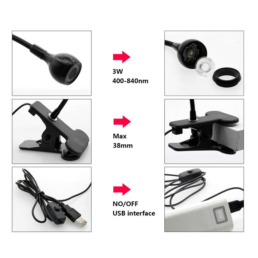 USB LED Clip Lamp Money Detect Light UV Light Nail Dryer Violet Light ...