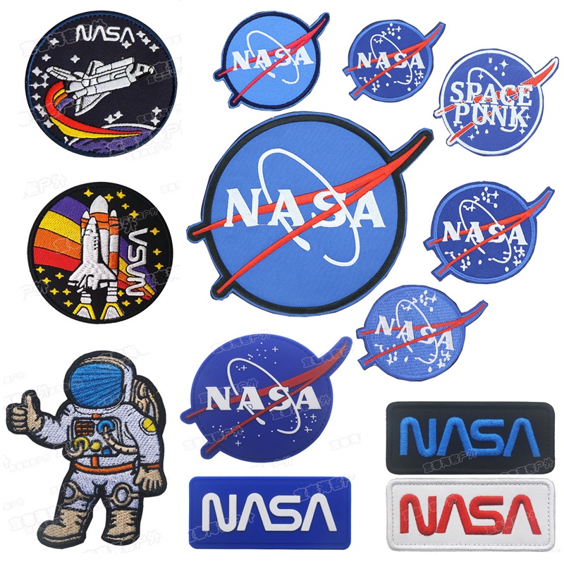 NASA Patches Embroidered Iron On/Sew On Space Hook loop Patches US Flag ...