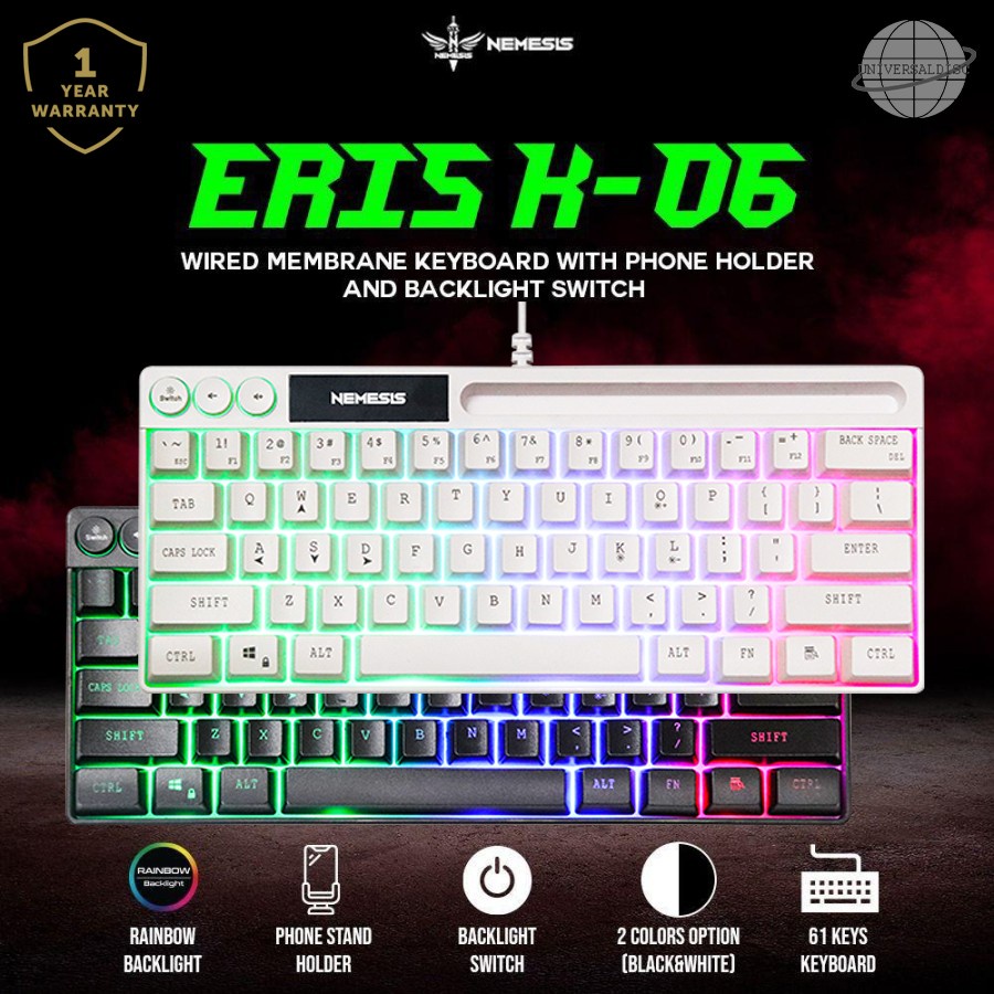 Eris K-06 RGB mini Keyboard with Stand holder NYK Nemesis K06 | Shopee ...
