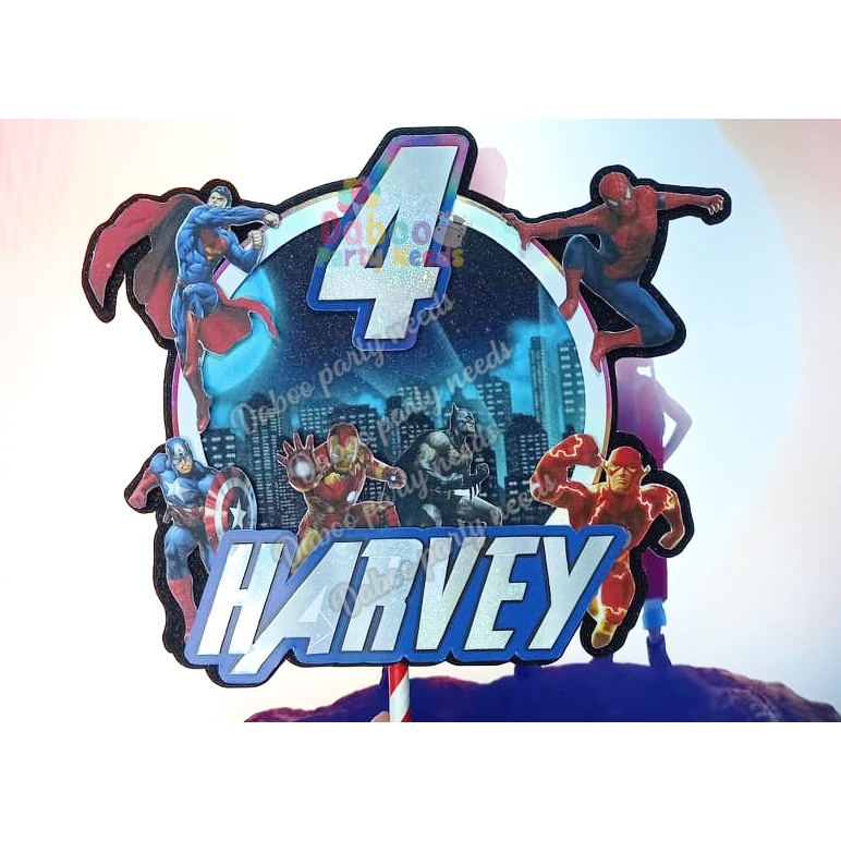 personalized cake topper marvel x dc theme superhero spiderman superman ...