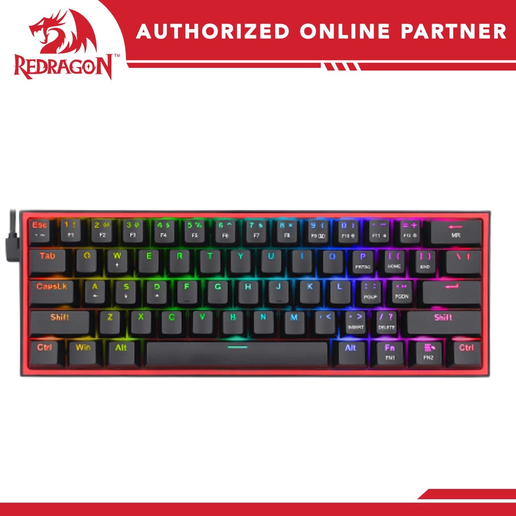 REDRAGON FIZZ RGB WIRED MECHANICAL GAMING KEYBOARD (BLACK) (DUST-PROOF ...