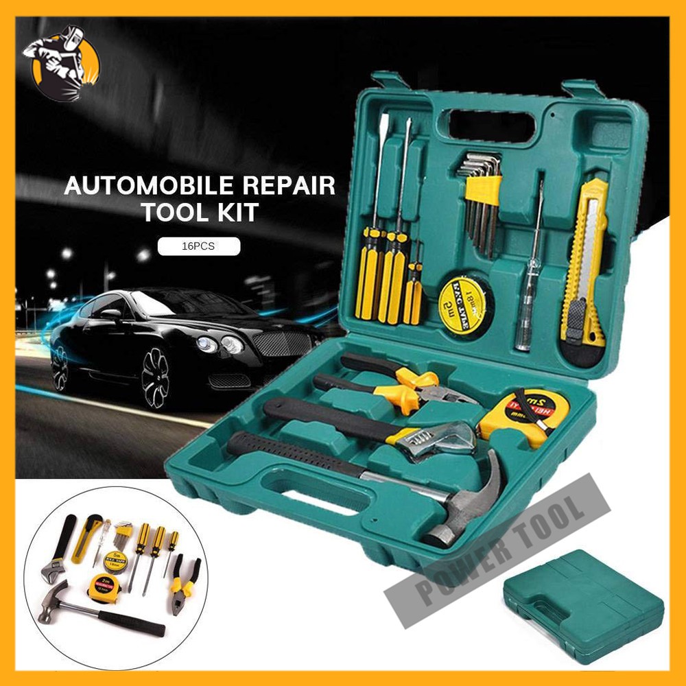 16 Piece Tool Set,Home Repair Hand Tool Kit with Plastic Tool Box ...