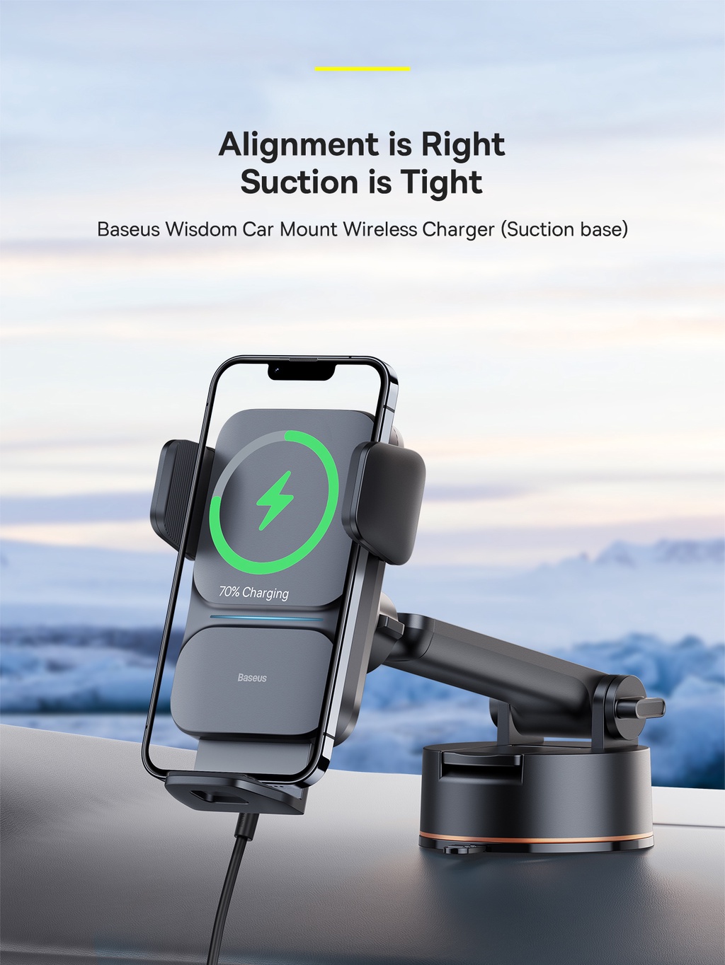 Baseus Wisdom Auto Alignment Car Mount Wireless Charger | Shopee ...