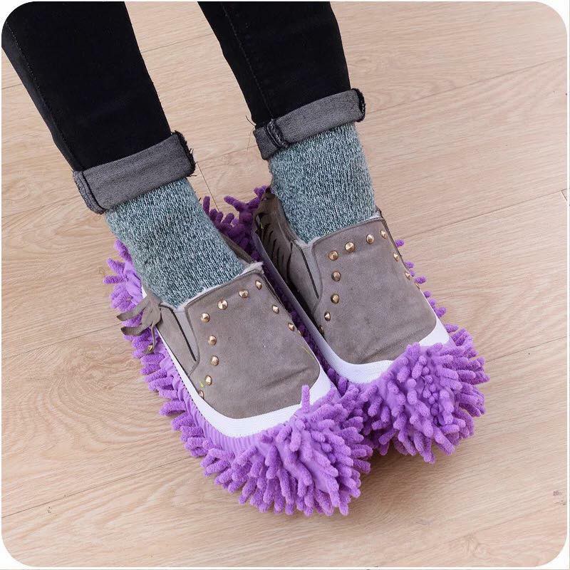 1 pair Elastic Foot Microfiber Replacement Mop head Foot Cleaner Mop ...