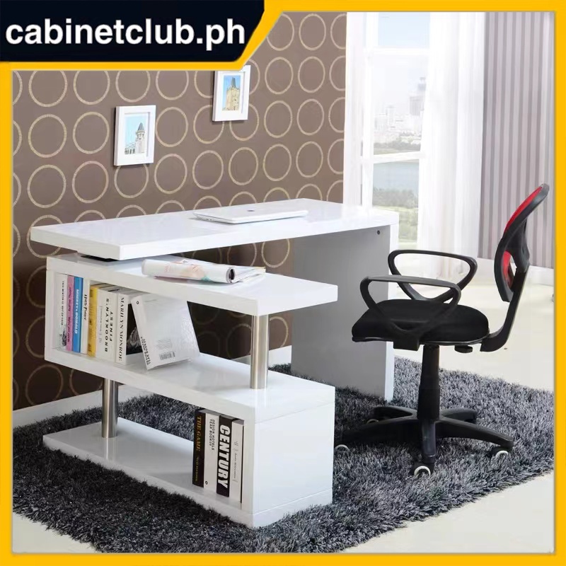 ⚡️COD⚡️Computer Table Study Desk 360°rotating Corner Desk bookshelf ...
