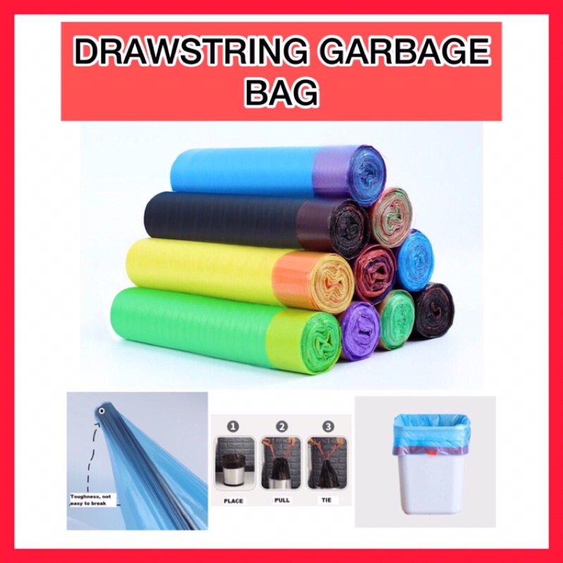 Plastic Garbage Bag With Straps/Drawstring Garbage Bag | Shopee Philippines