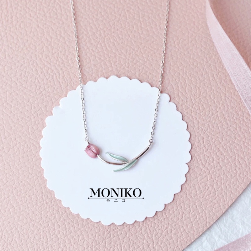 MONIKO Original Design Silver Pink Tulip Necklace Jewelry Accessories ...