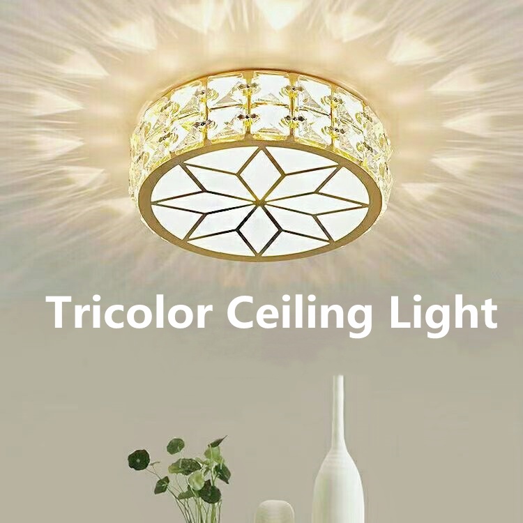 20W Tri Color Crystal Ceiling Light LED Living Room Lamp Bedroom Light ...