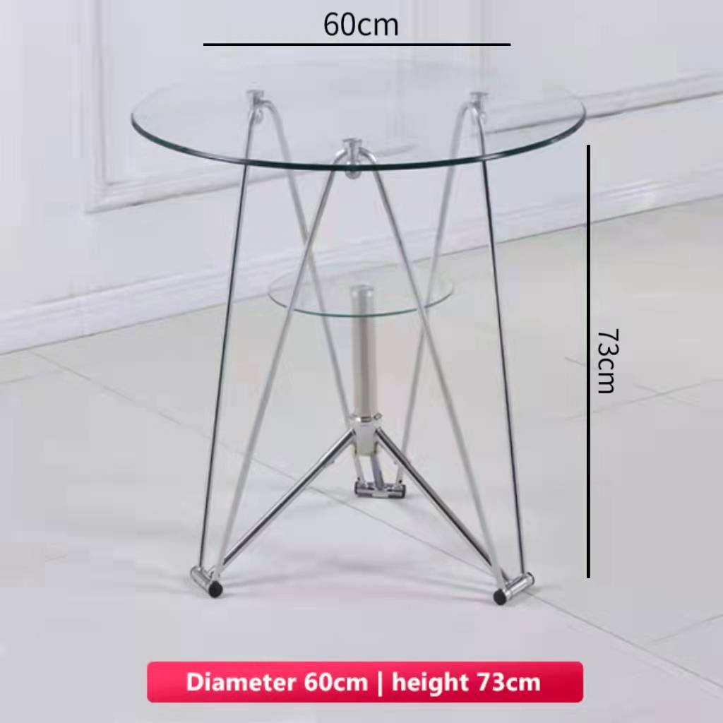 Glass Table Double-Layer Coffee Table Table Simple Casual Table Round ...