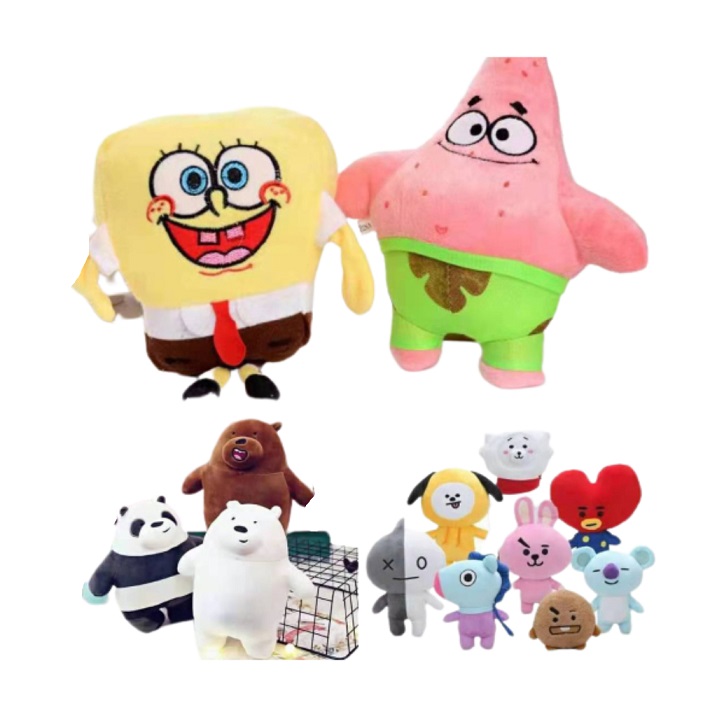 J.C SHOP 19CM BTS BT21 stuff toys & WE BARE BEARS SpongeBob Stuffed ...