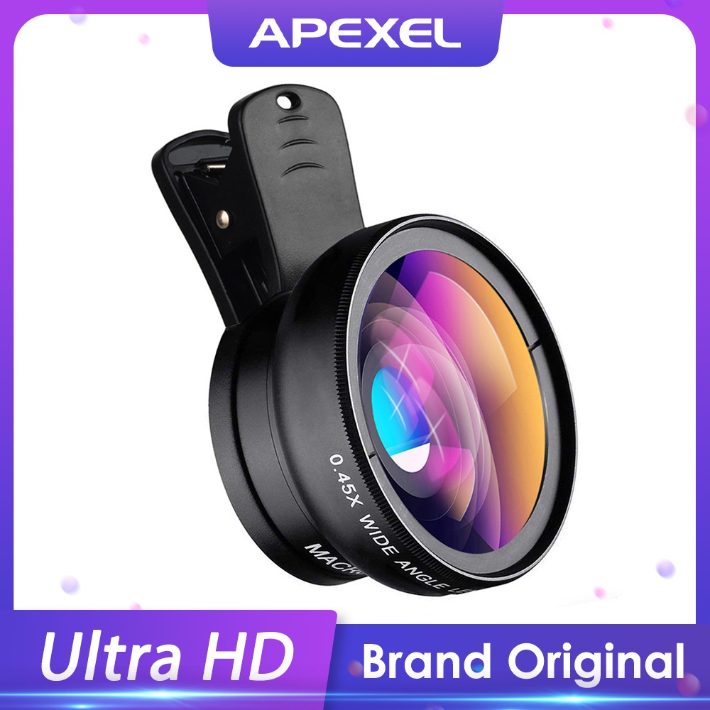 APEXEL Professional Phone camera lens 12.5x Macro Camera Photo HD 0.45x Super Wide Angle Lens ...