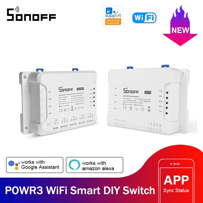 SONOFF 4CH PRO R3 Wifi Switch Module 4 Gang Wi-Fi DIY Smart Switch ...