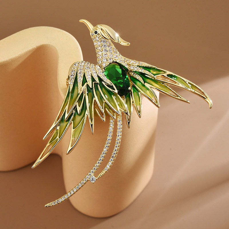 New Enamel Phoenix Brooch Retro Creative Clothing Pins Rhinestone ...