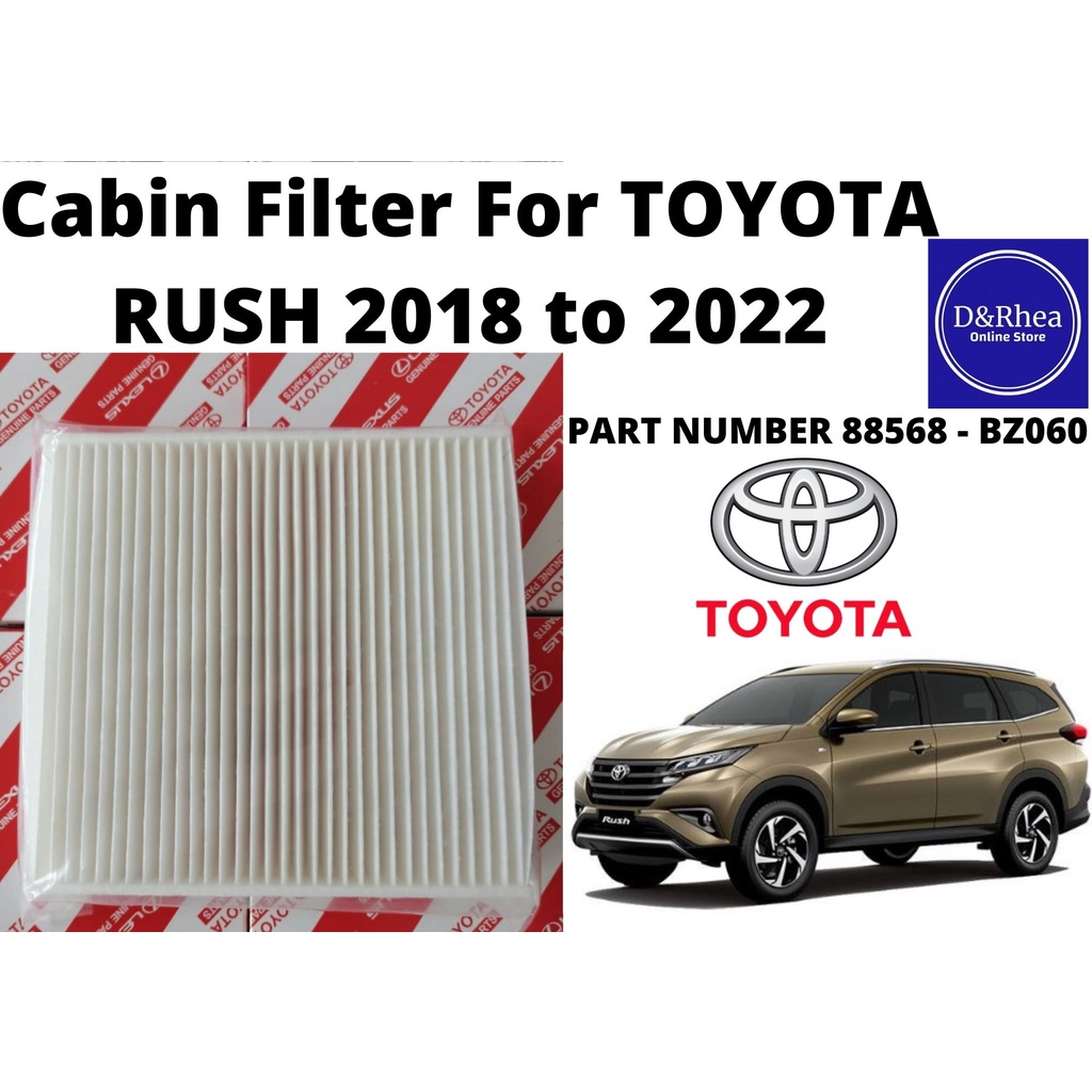 CABIN AIRCON FILTER FOR TOYOTA RUSH 2018 to 2022 - Part Number 88568 ...