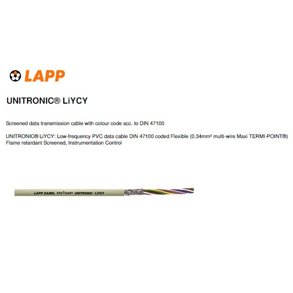 Lapp Kabel Screen Data Cable 0.25mm2 2C, 4C, 6C Unitronic (Meter ...