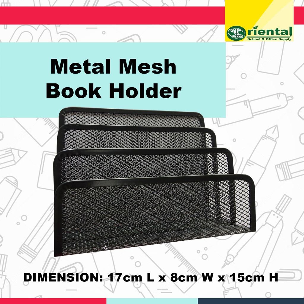 Metal Mesh Book Holder - Book Ends / 3 Shelves / Book Case - Book ...