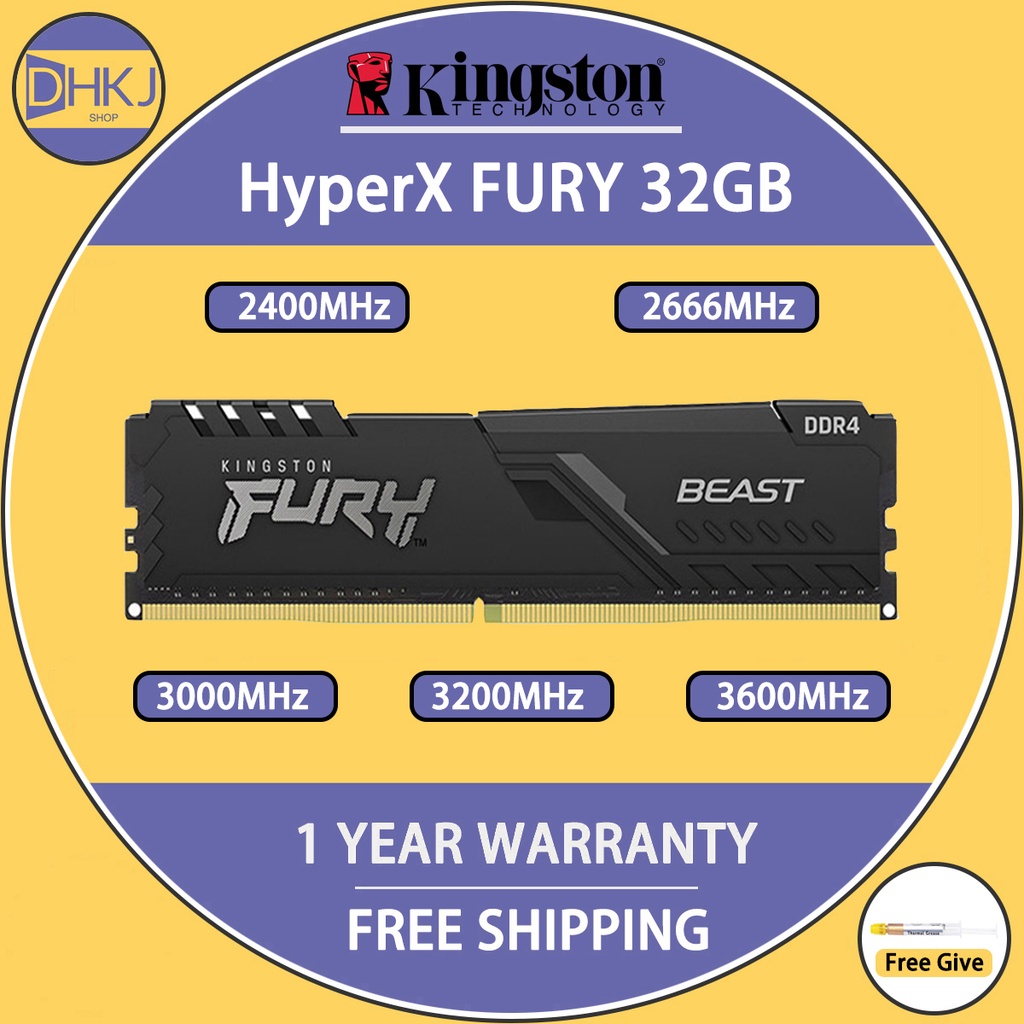 Kingston HyperX FURY DDR4 32GB 2133MHz 2400MHz 2666MHz 3200MHz 32GB 1 ...