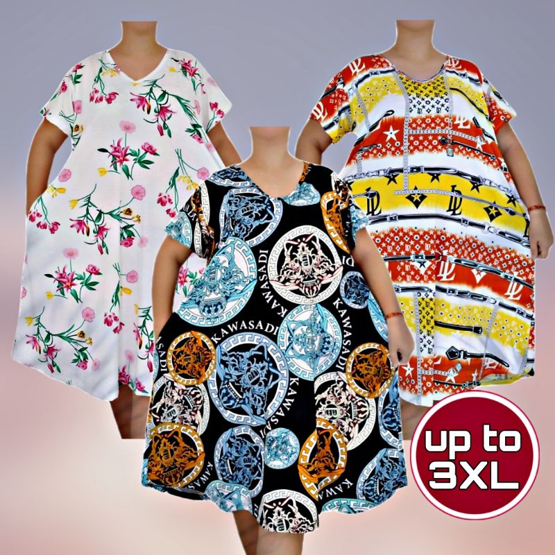 3XL Plus Size Daster with Sleeve | Pambahay Duster | Shopee Philippines