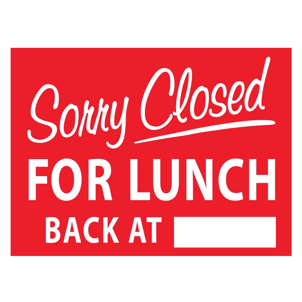 Sorry Closed for Lunch - Red - Laminated Signage - A4 Size | Shopee ...