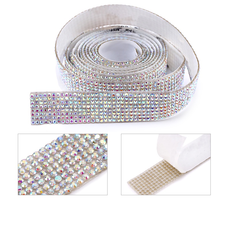 Self-adhesive Rhinestones Trim Glitter Crystal Ribbon Strass Tape Chain ...
