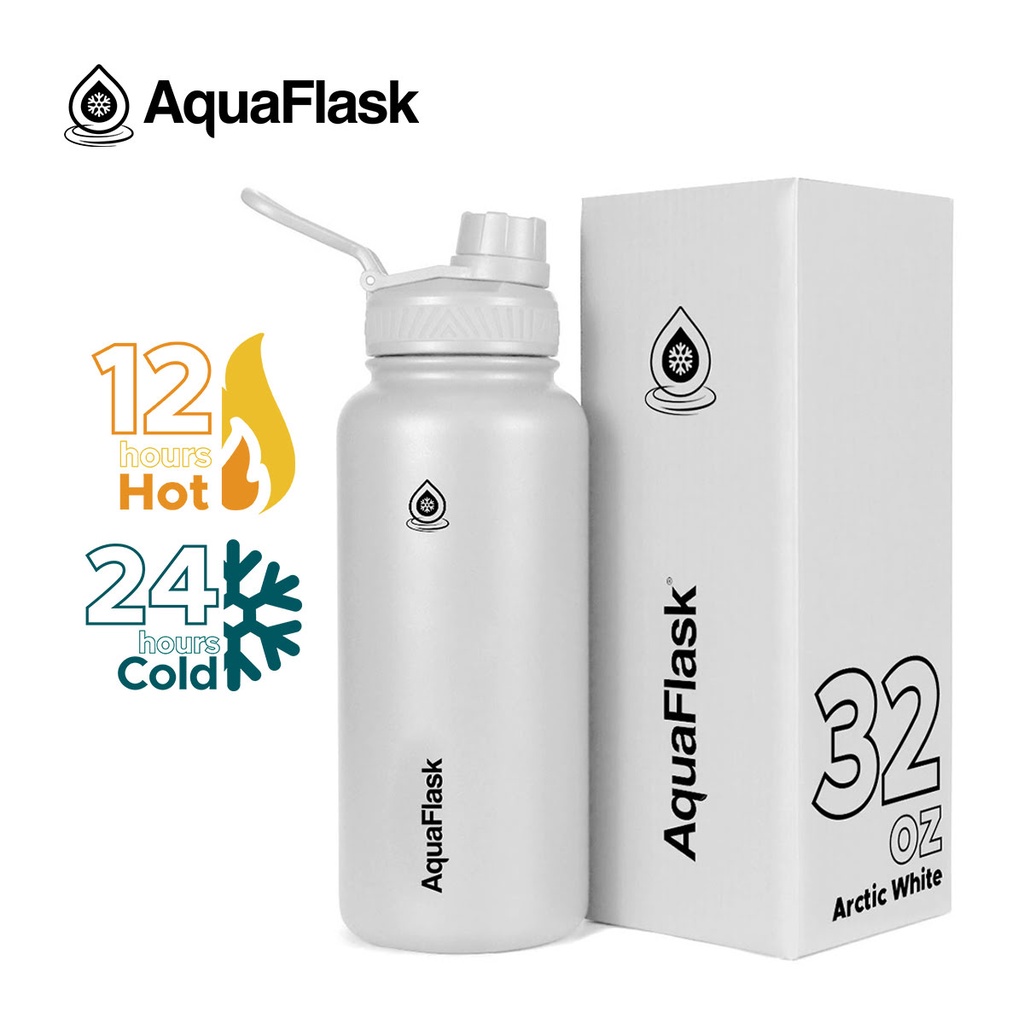 Aquaflask 32oz Wide Mouth with Cap Lid Vacuum Insulated Drinking Water ...