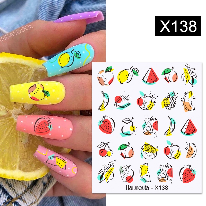 Black Color Nail Sticker Water Transfer Nail Decal Palm Tree Leaves