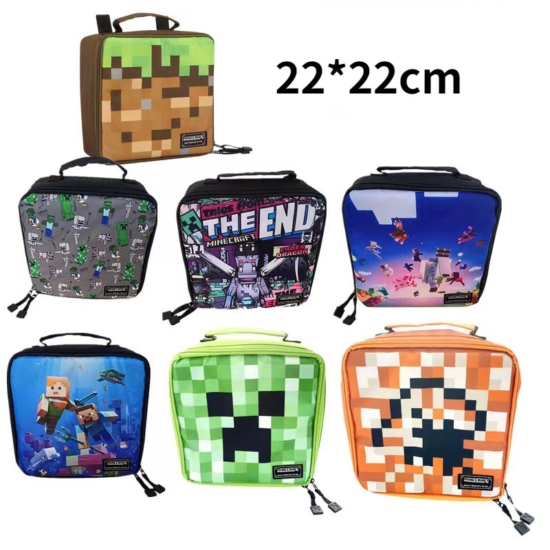 22cm Minecrafted Thermal Insulation Lunch Bag Portable Creeper TNT ...
