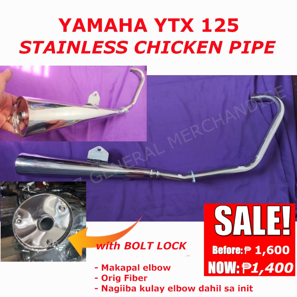 NEW Stainless Chicken Pipe YAMAHA YTX 125, with TURNILYO | Shopee ...