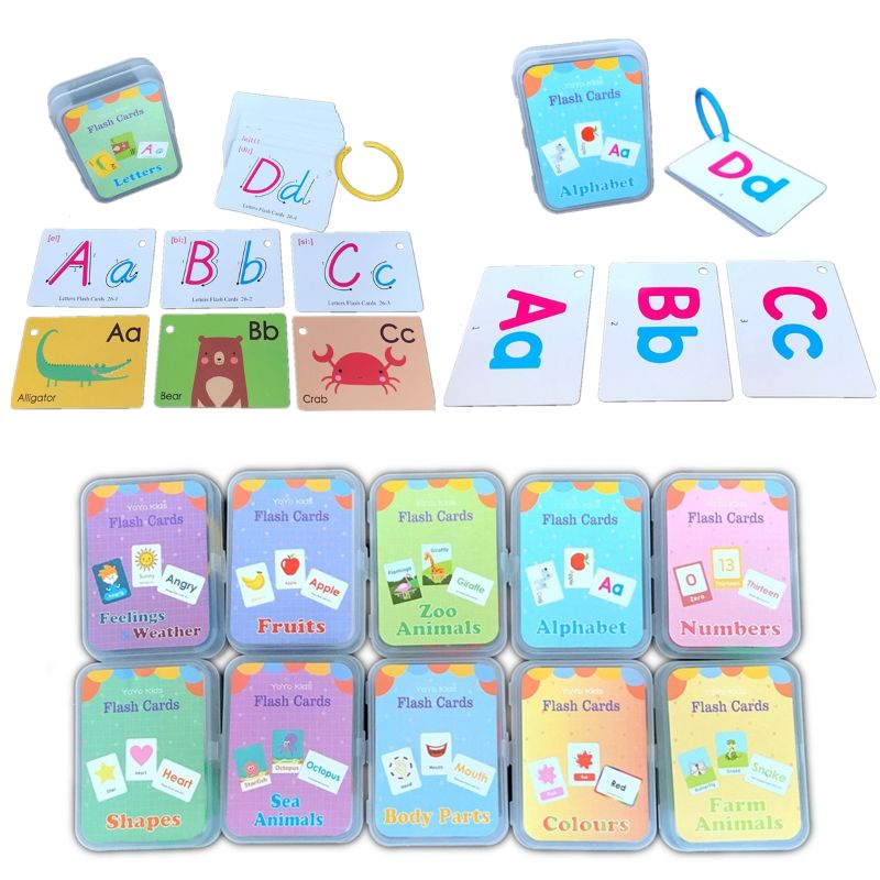 Preschool English Learning Flash Cards Educational Alphabet ABC Numbers ...