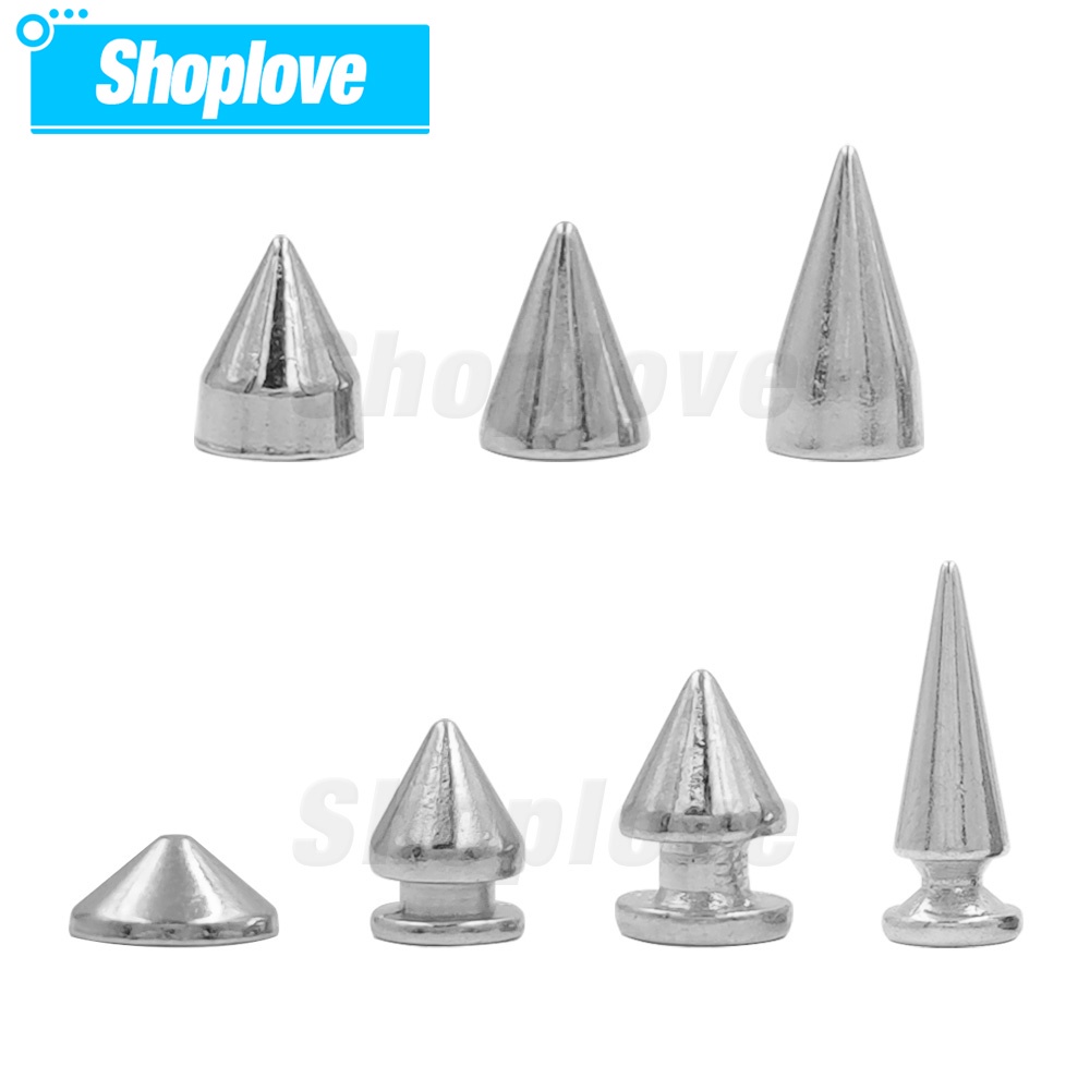 50pcs/Sets Silver Cone Screw Rivets Bullet Spikes Studs DIY Crafts ...