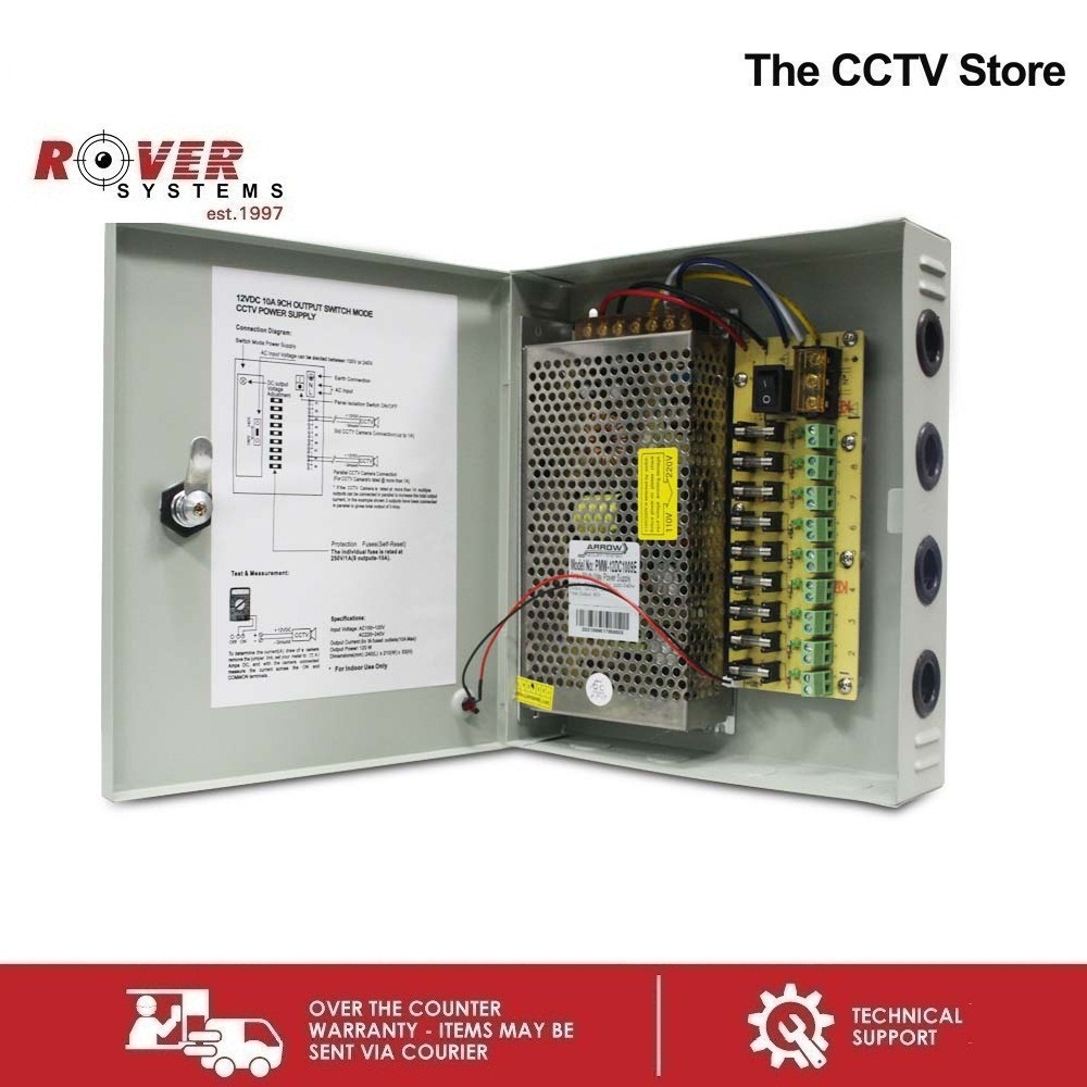 CCTV Multi-Way Power Supply with Metal Enclosure DC 12V 10A 120W (9Ch ...