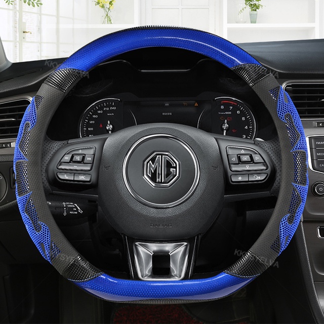 Carbon Fibre Car Steering Wheel Cover Wrap D Shape For MG HS ZS HS PHEV ...