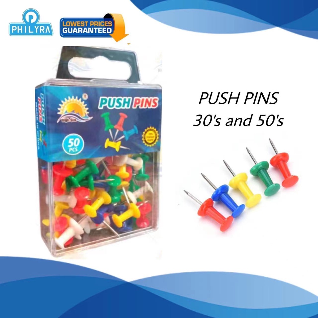 PHILYRA COD HS TRANSPARENT AND COLORED PUSH PINS 30'S AND 50'S | Shopee ...