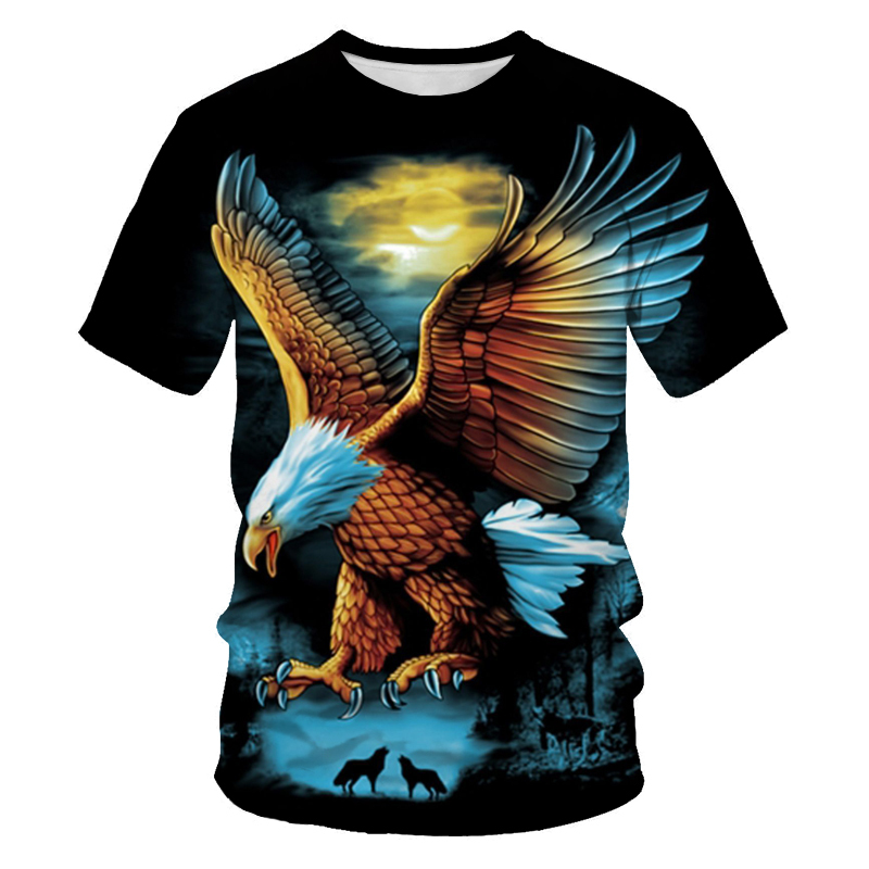 Men Streetwear Soaring Eagle 3D Printing Women T-shirt Soft Material ...