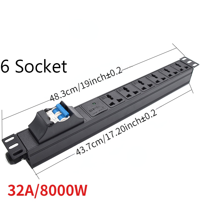 Server Rack Power Distribution Unit PDU Power Strip 2 - 9 Outlets with 16/32A Circuit Breaker ...