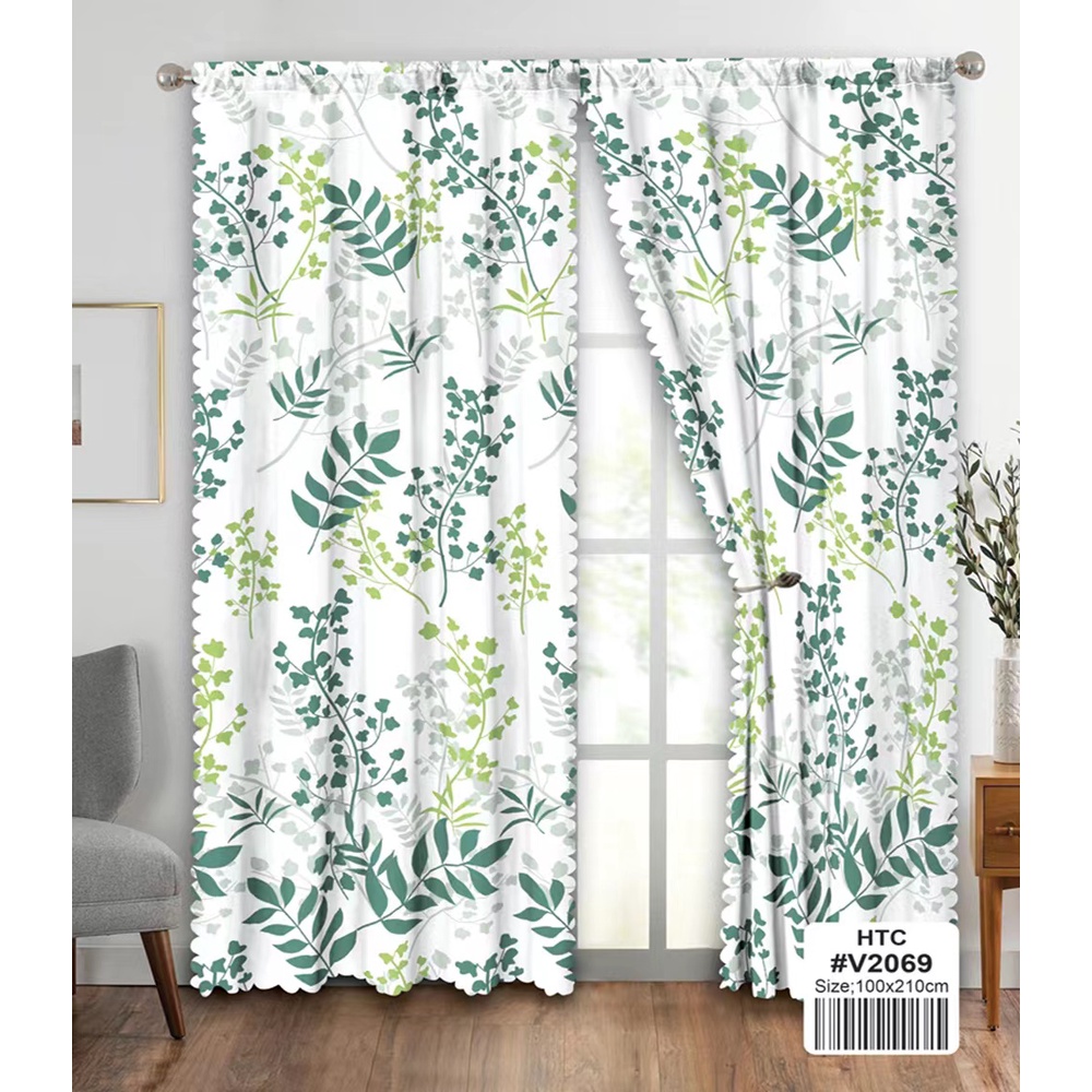New Styke Green Leaves Modern Curtain Window Door Room Curtain for Sale ...
