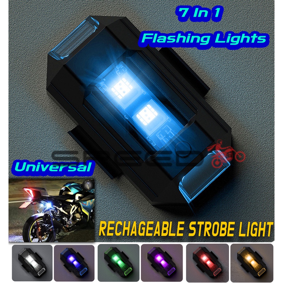 SP 7 IN 1 Rechargeable STROBE LIGHT Universal motorcycle bikes modified ...