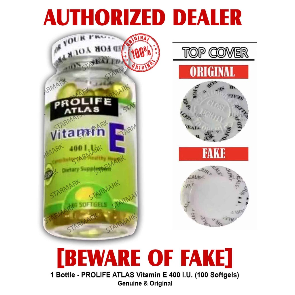 (Prolife) Atlas Vitamin E 4001U - 100 Softgel Capsules per bottle ...